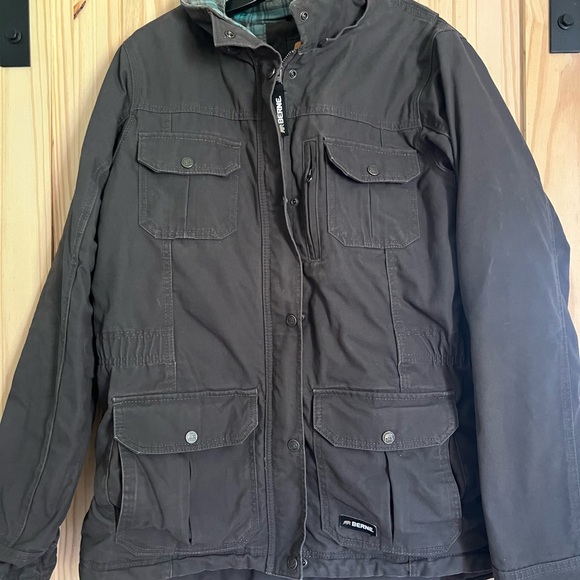 berne | Jackets & Coats | Womens Xl Berne Grey With Flannel Work Jacket ...